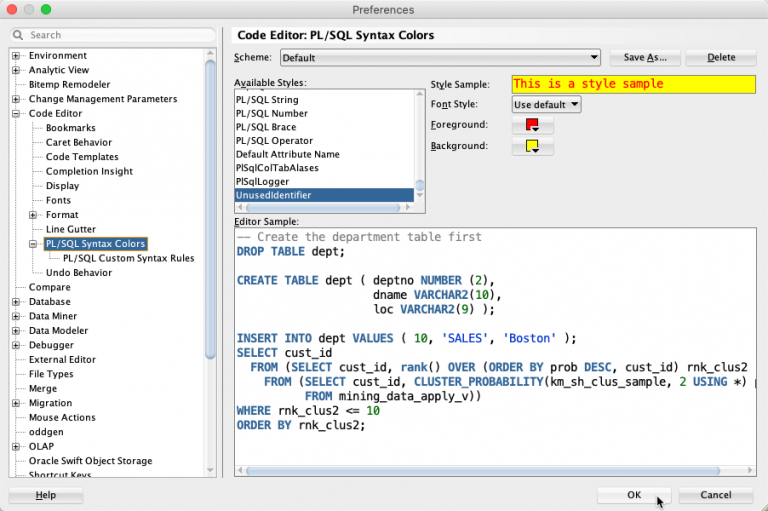 Syntax Highlighting With SQL Developer - Philipp Salvisberg's Blog